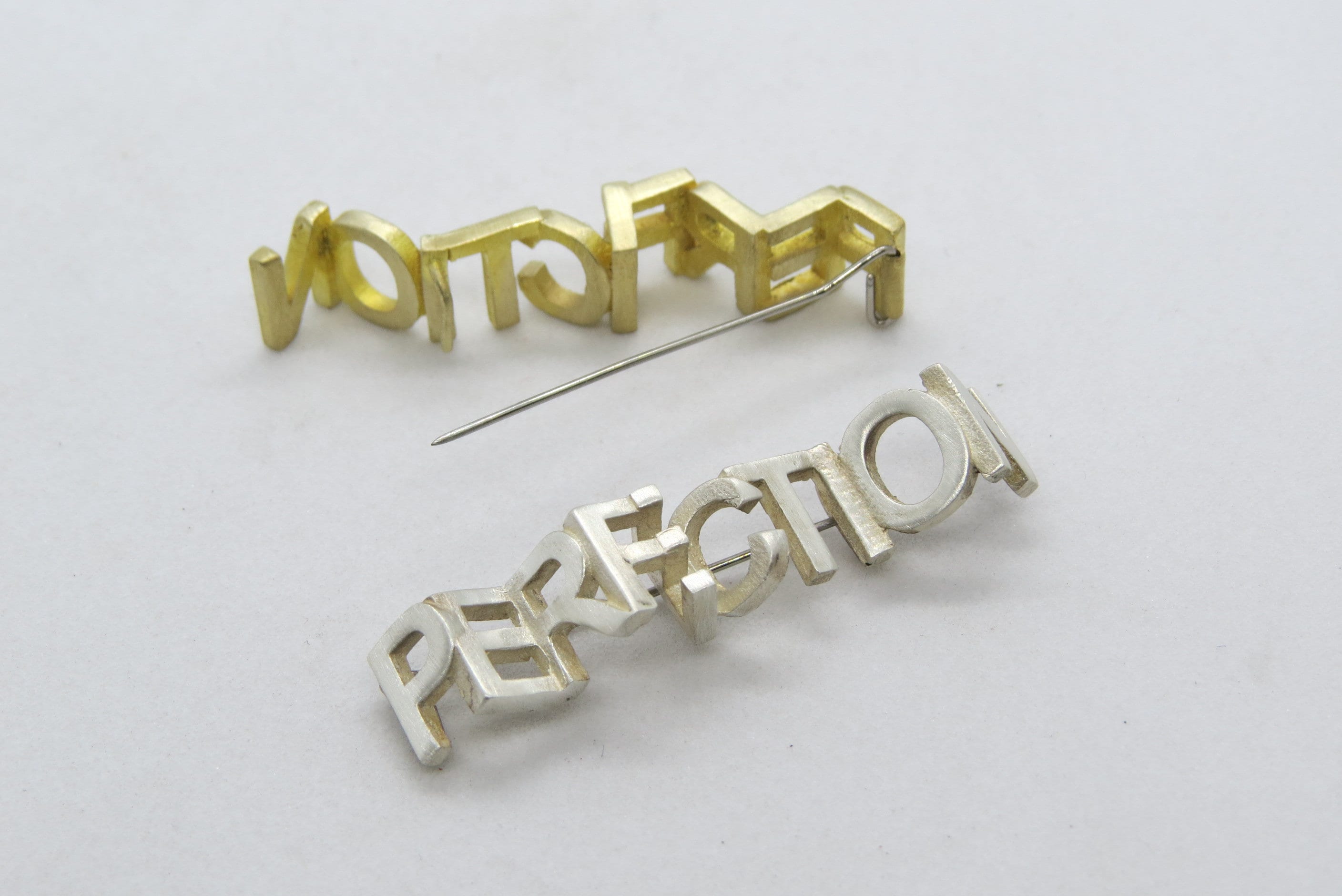 PERFECTION Silver Brooch Statement Funny Brooch for Your - Etsy