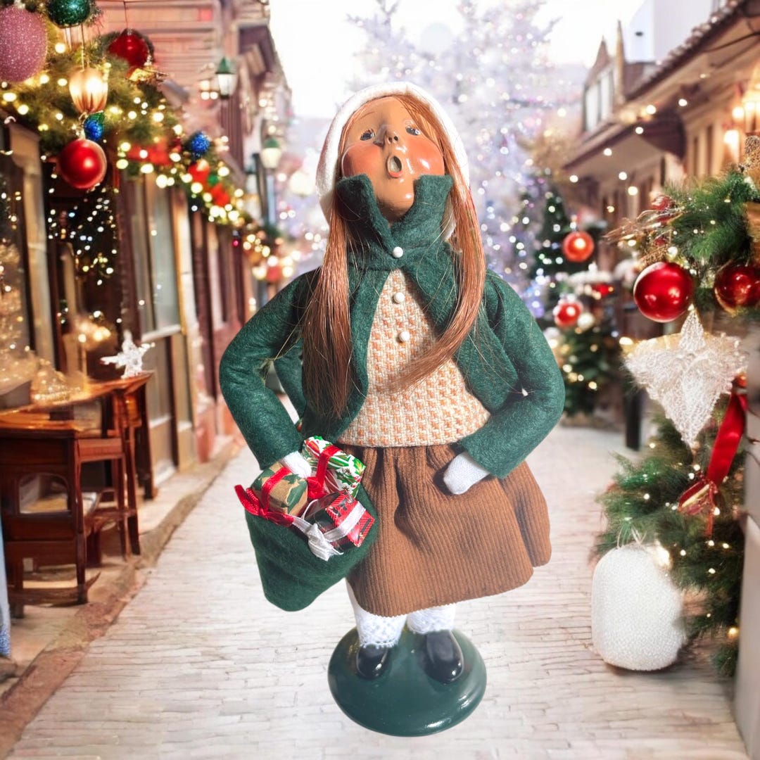 BYERS CHOICE CAROLER Girl Christmas Caroler Child Gorgeous Auburn Hair ...