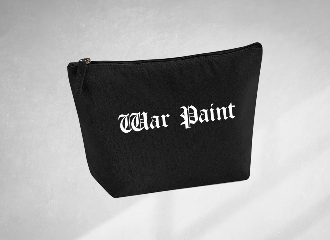 Black Goth Alternative Zip Pouch Makeup Case, War Paint Text in Old ...