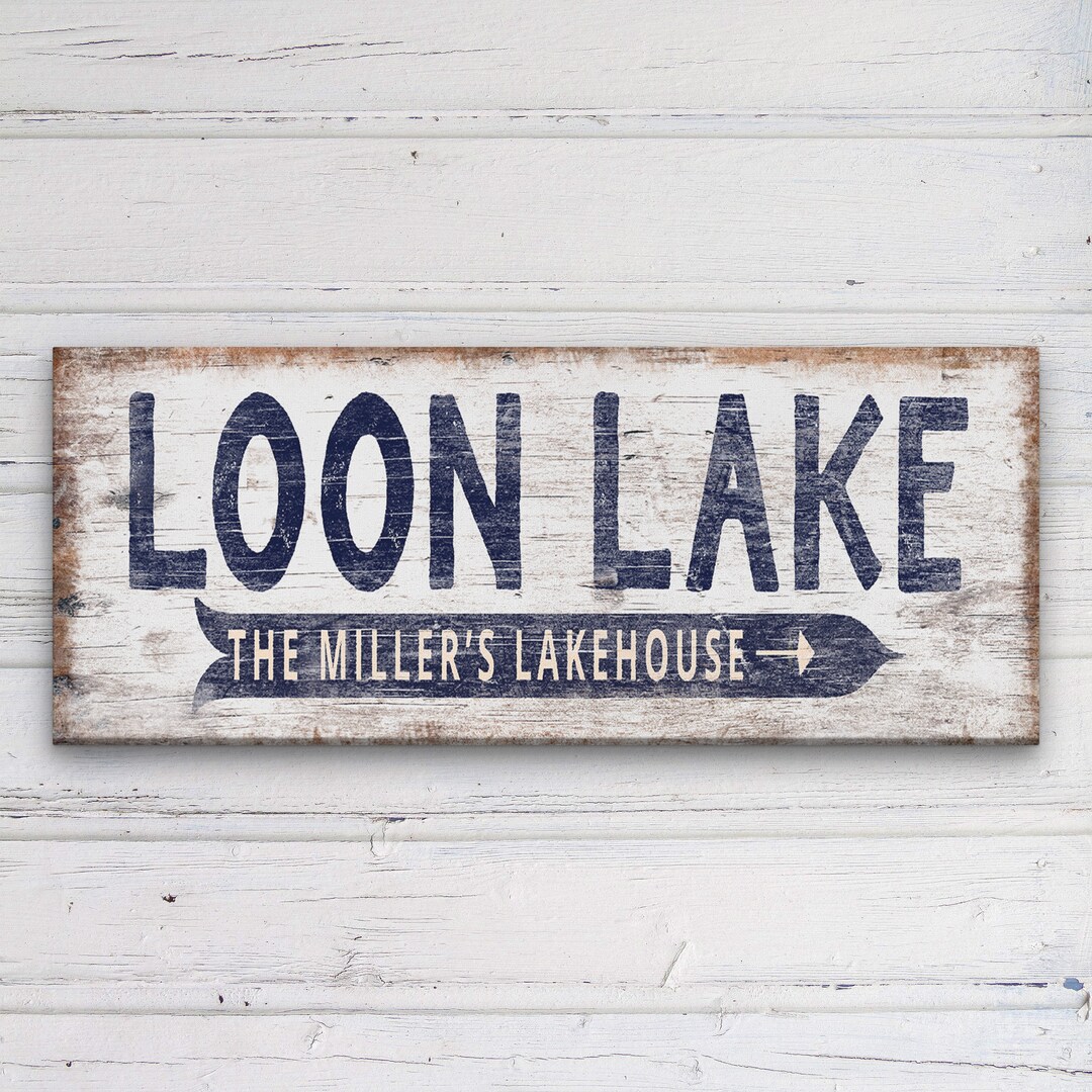 Personalized LAKE Name Wall Decor Vintage Lake Canvas Sign Custom ...