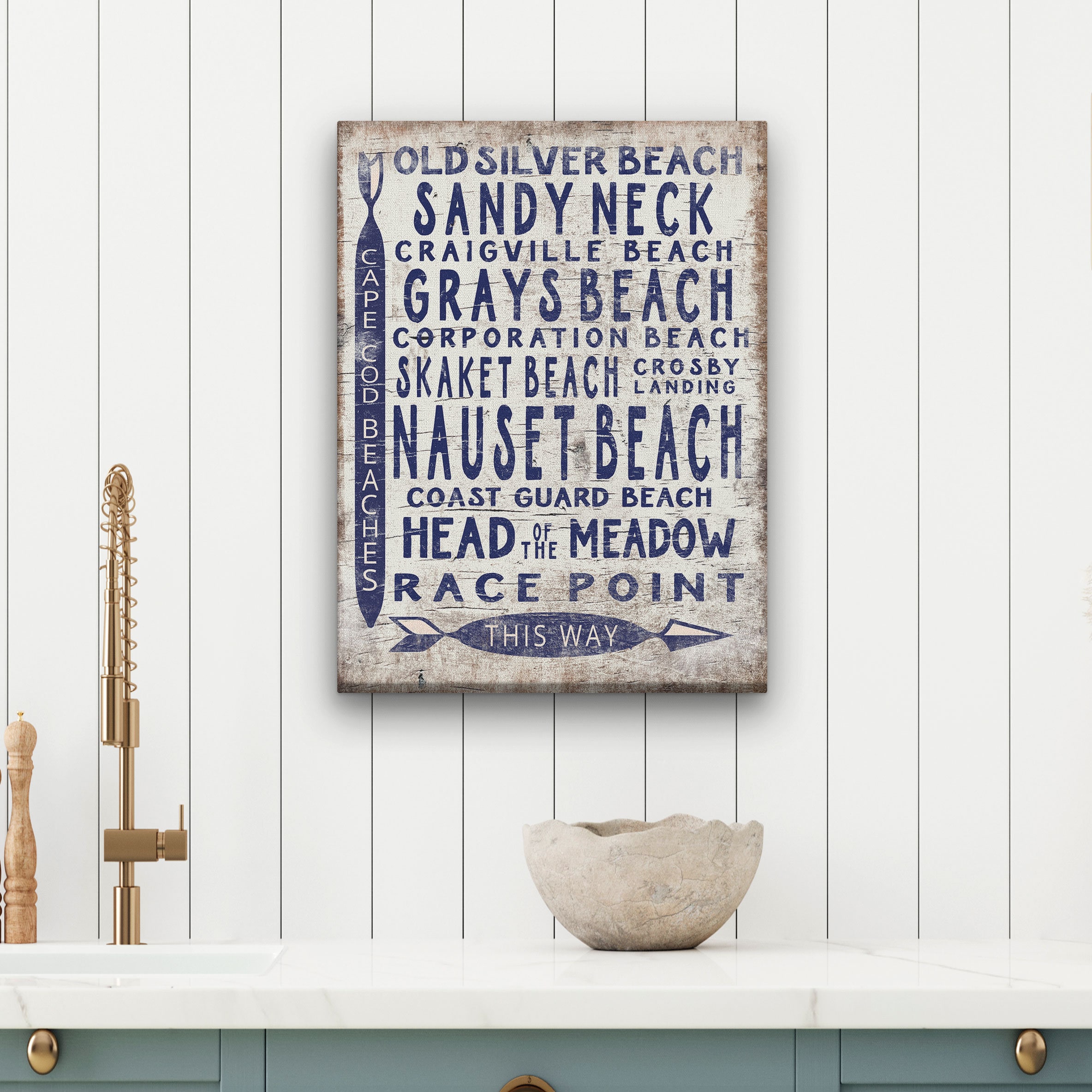 Cape Cod Beaches Sign Vintage Wood Look Cape Arrow Sign - Etsy