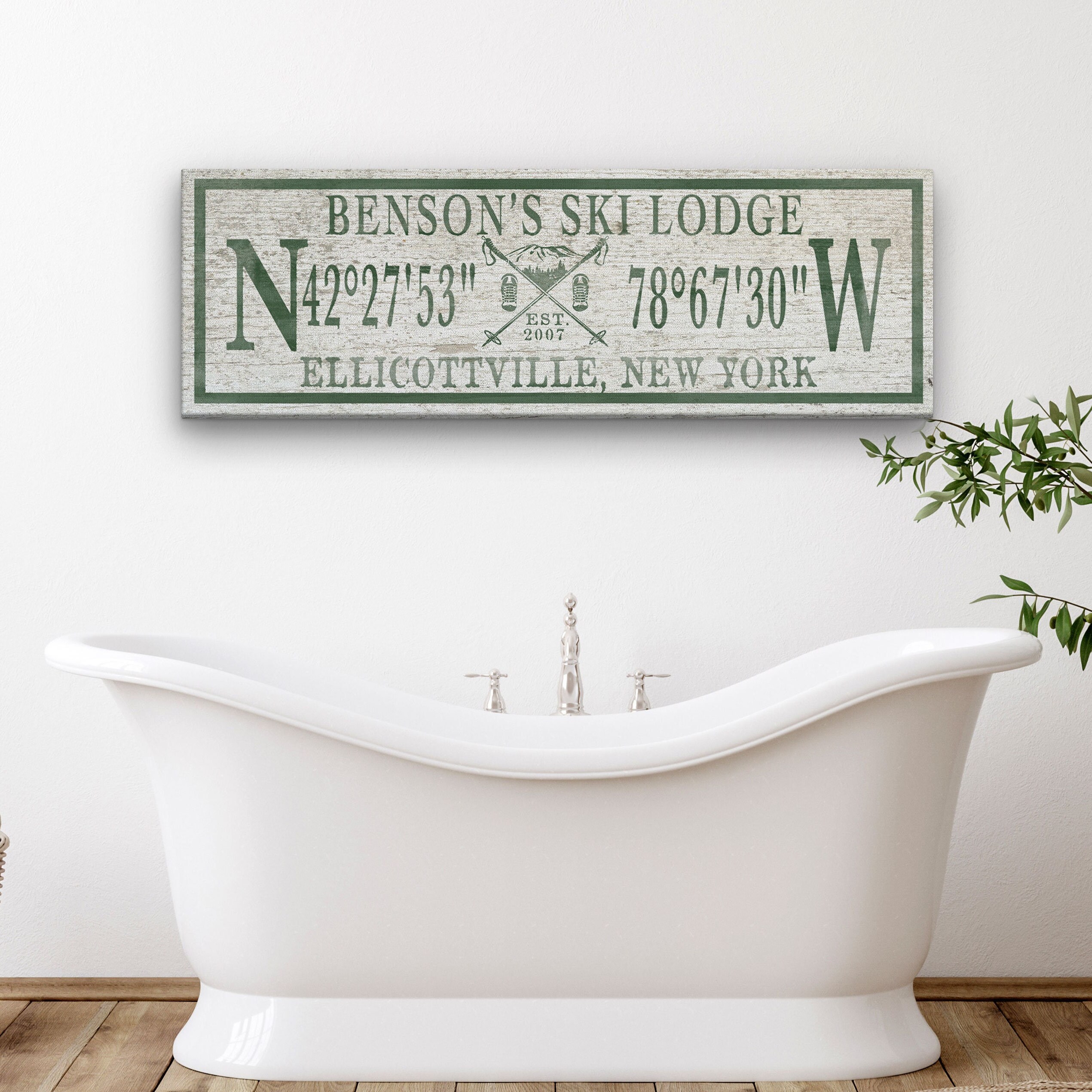 Ski Lodge Sign, Ski Lodge Decor, Personalized Coordinates Sign, Family ...
