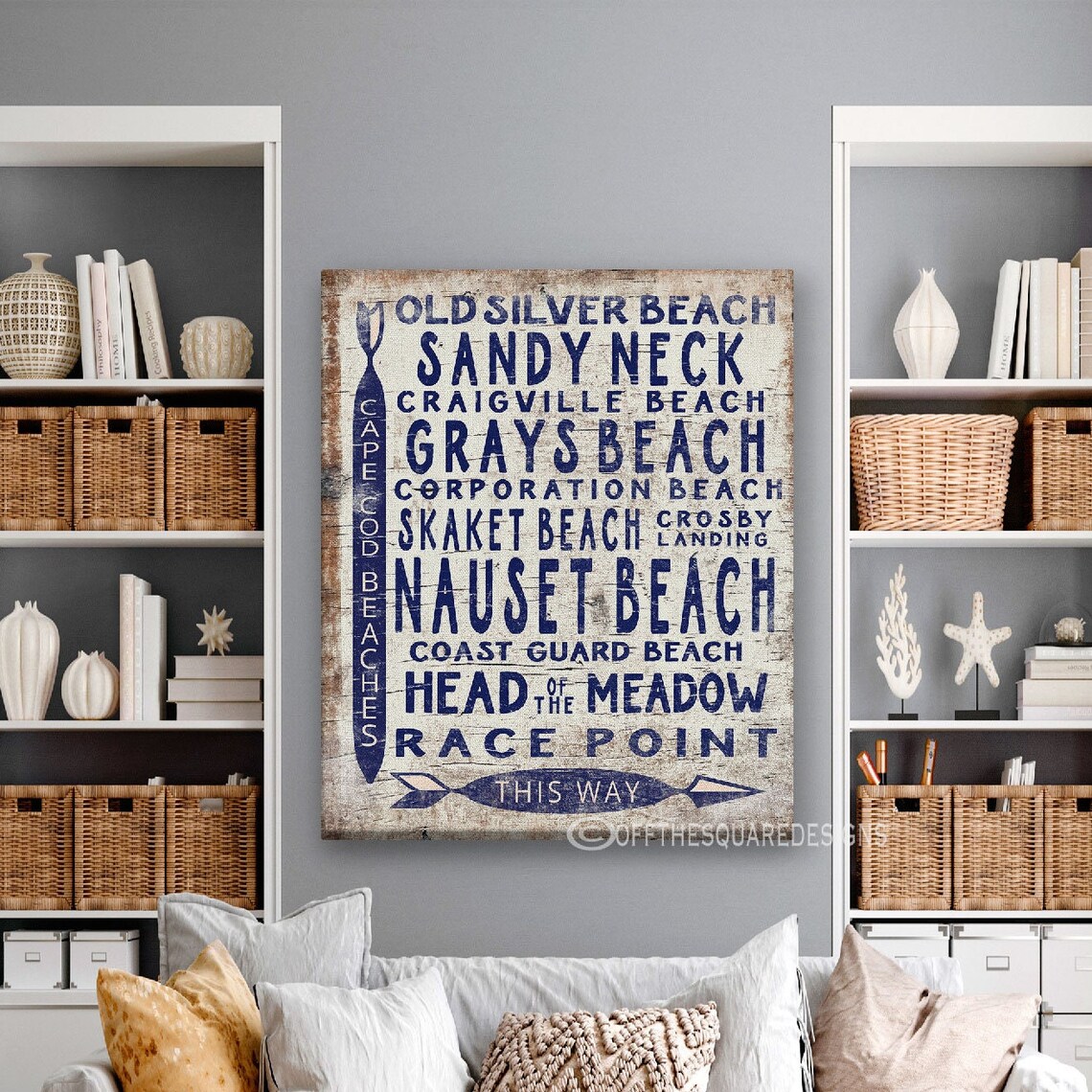 Cape Cod Beaches Sign Vintage Wood Look Cape Arrow Sign - Etsy