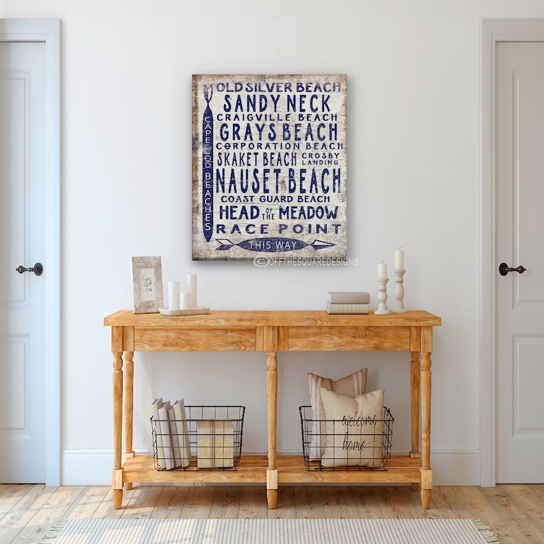 Cape Cod Beaches Sign, Vintage Wood Look Cape Arrow Sign, Craigville ...