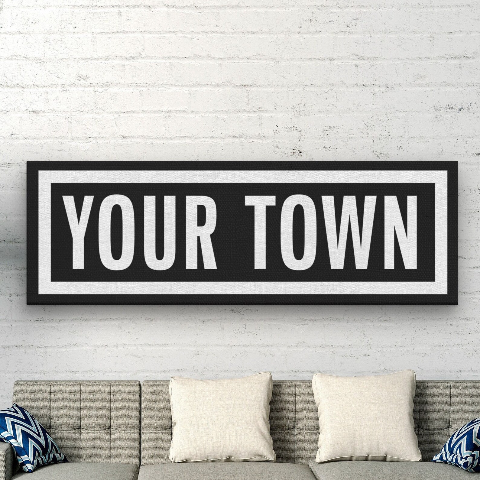 Town Name Sign Clean Distressed Metal Look City Name Wall - Etsy