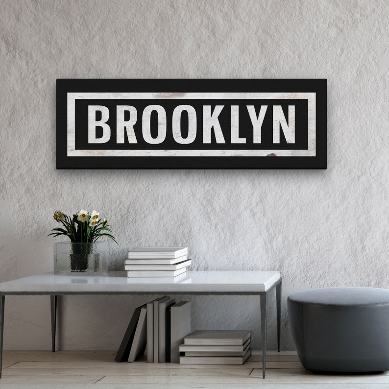 Town Name Sign | Clean Distressed Metal Look | City Name Wall Hanging ...