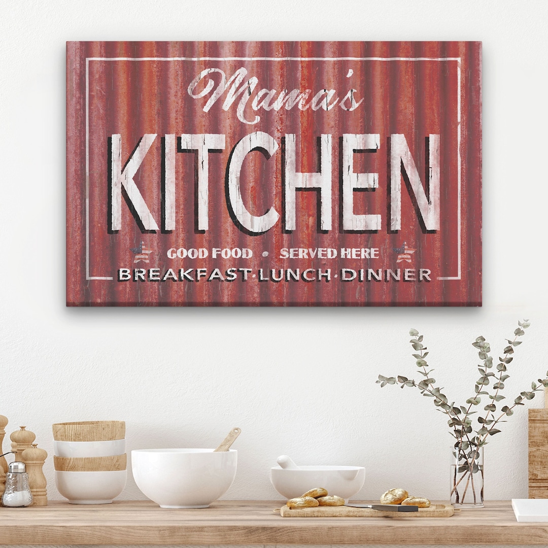 Personalized Tin Kitchen Signs Vintage Rustic Metal Look Canvas Wall ...