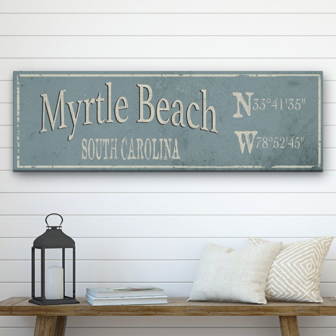Coordinate Sign, Latitude Longitude, Rustic Nautical City State Canvas ...