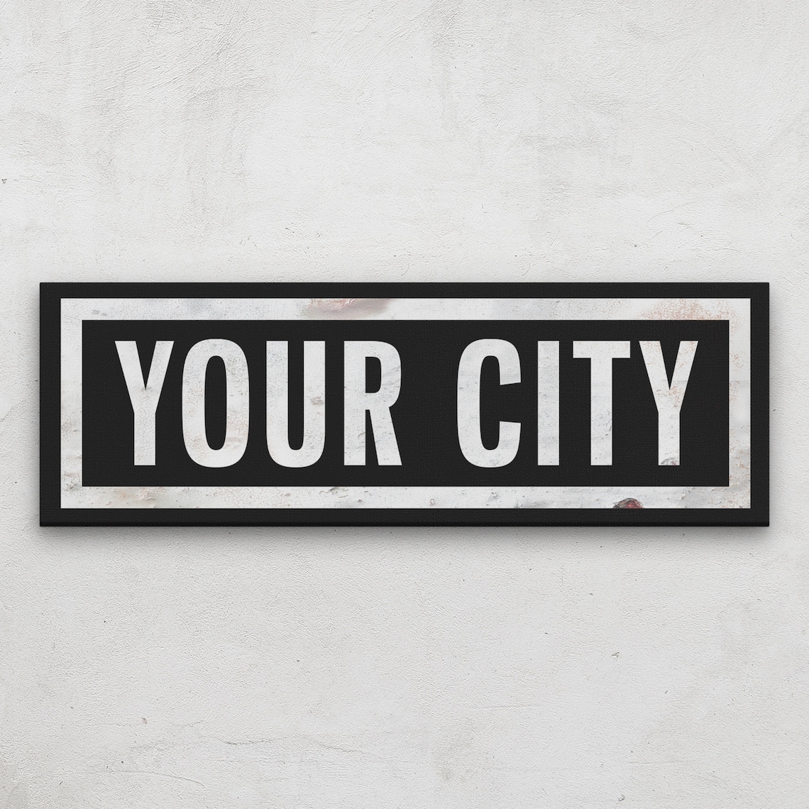 Town Name Sign Clean Distressed Metal Look City Name Wall - Etsy