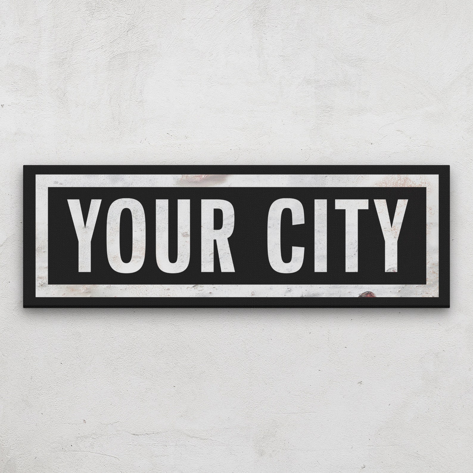 Town Name Sign Clean Distressed Metal Look City Name Wall - Etsy