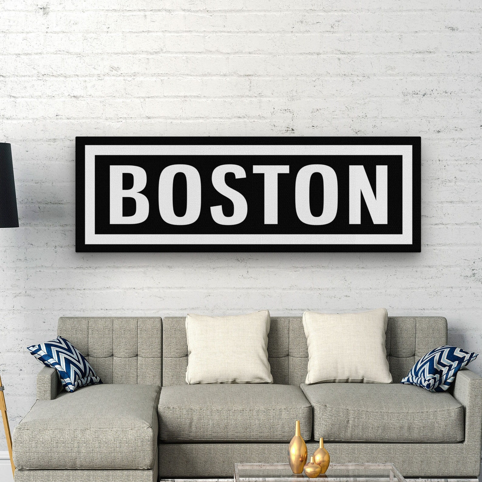 Boston Sign Wall Hanging | Clean & Vintage Distressed Metal Look ...