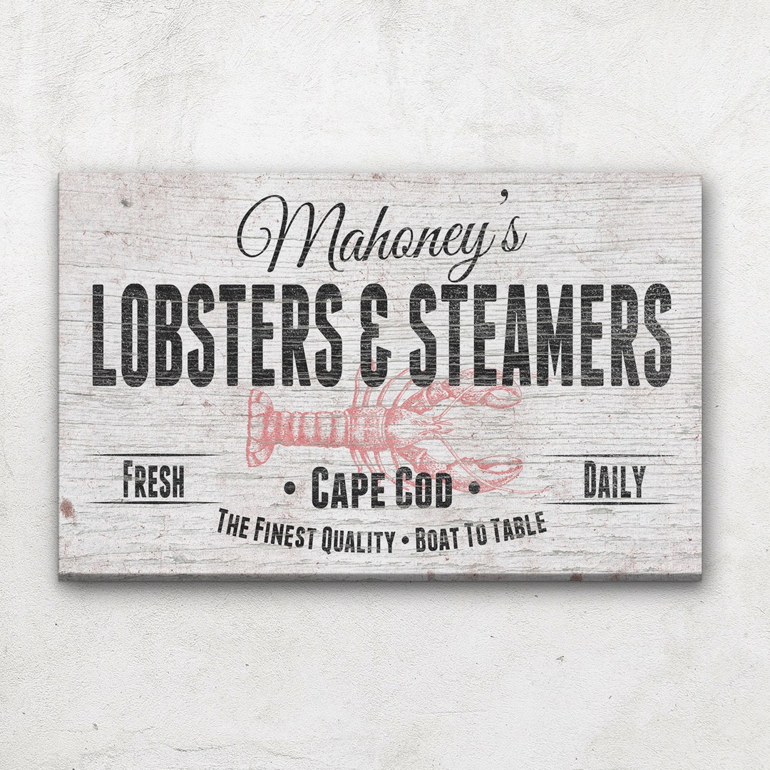 Seafood Sign, Personalized Lobster Restaurant Sign, Seafood Market ...