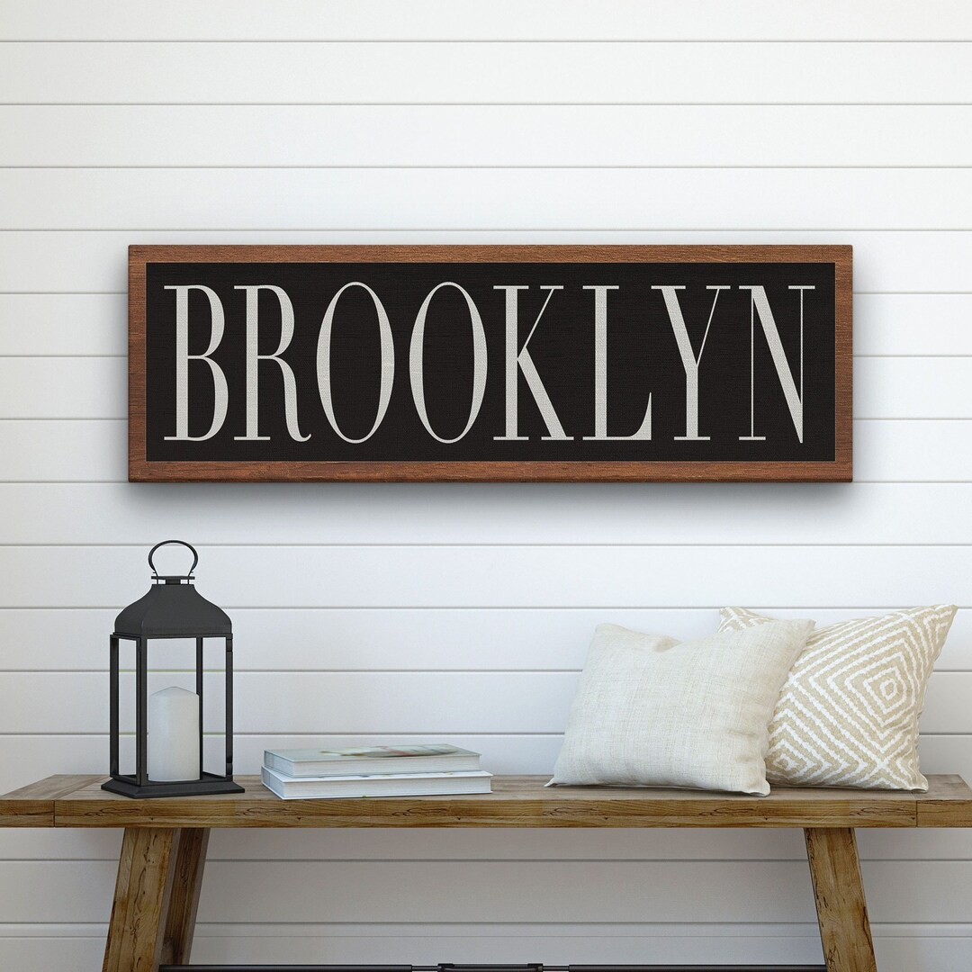 Brooklyn NY Sign, Brooklyn Wood Look, Large Canvas Sign, New York City ...