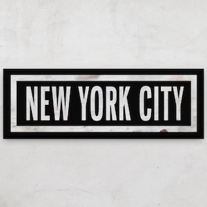 New York City Sign Wall Hanging | Clean & Vintage Distressed Metal Look ...