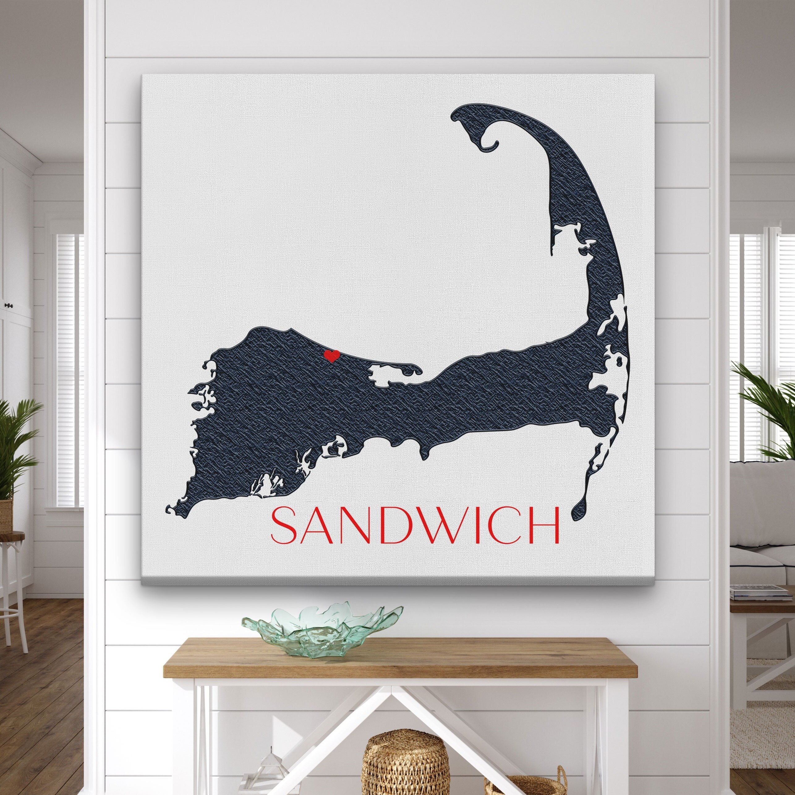 Cape Cod Canvas Map Sign, Customizable Silhouette Cape Wall Decor ...