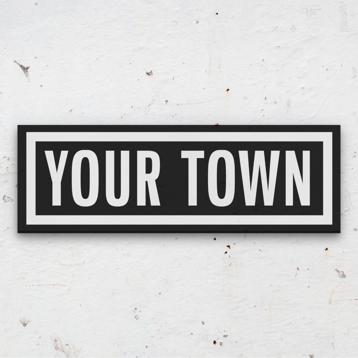 Town Name Sign Clean Distressed Metal Look City Name Wall - Etsy