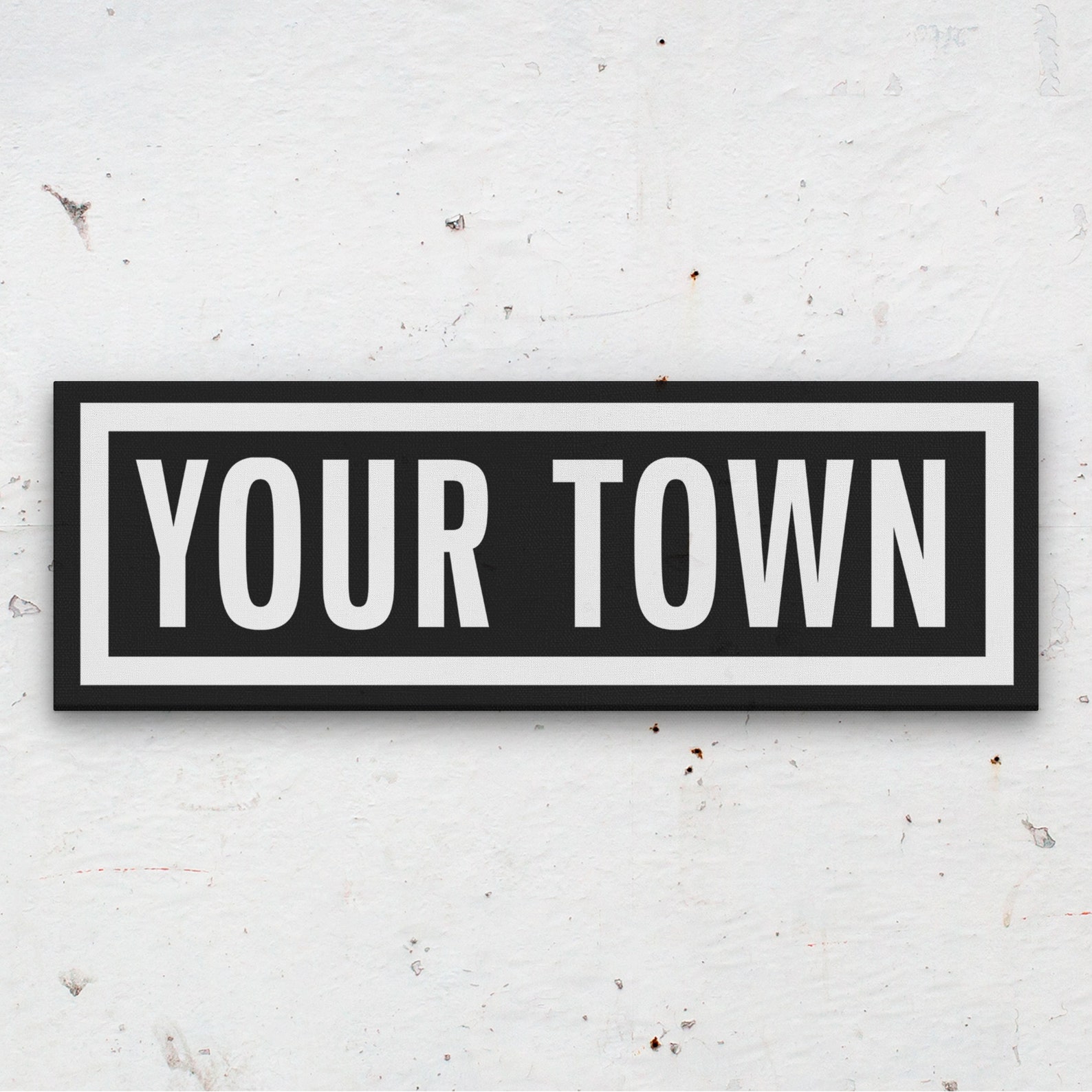 Town Name Sign Clean Distressed Metal Look City Name Wall - Etsy