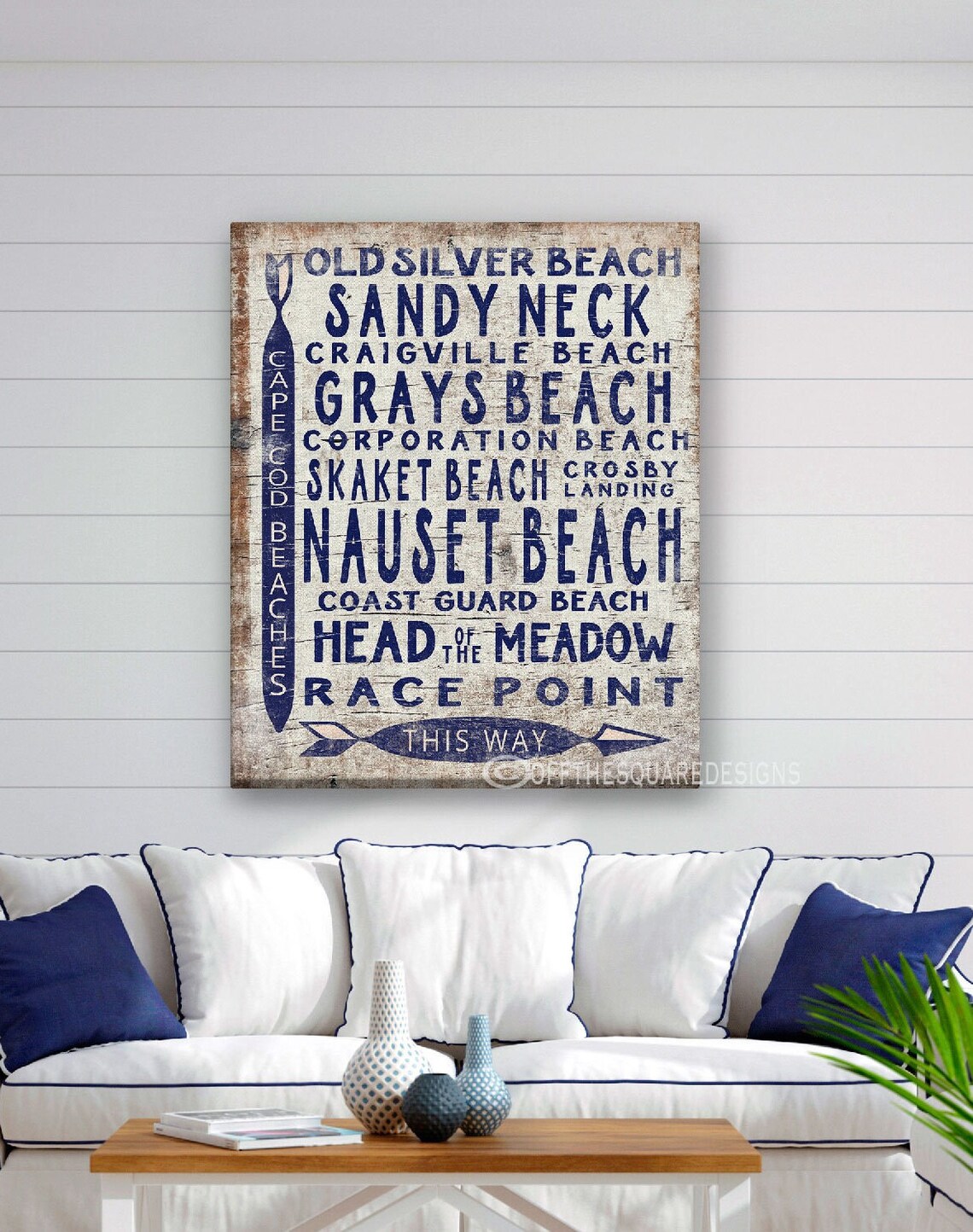 Cape Cod Beaches Sign Vintage Wood Look Cape Arrow Sign - Etsy