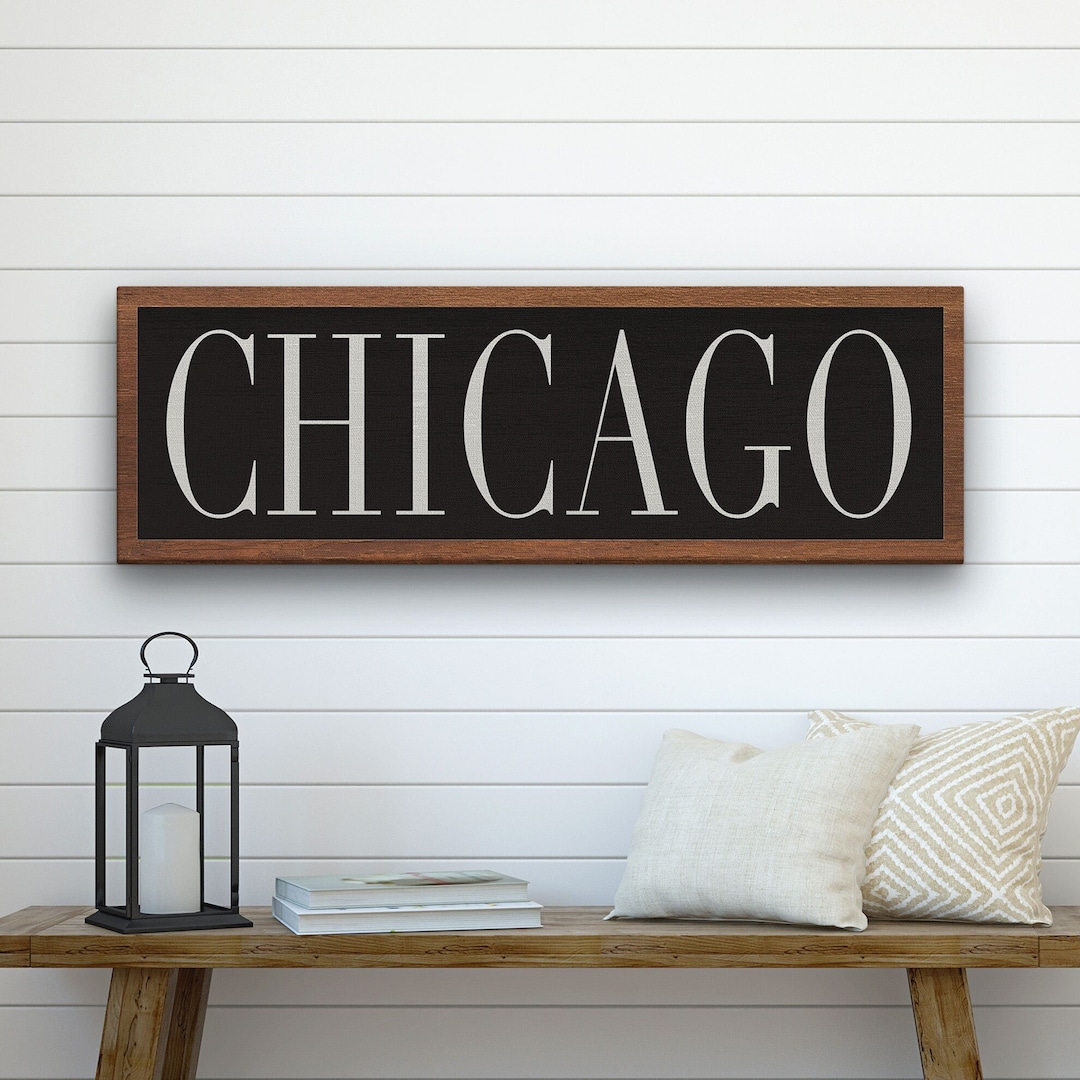 Chicago Sign, Chicago IL, Large Canvas Wall Decor, Illinois Sign, City ...