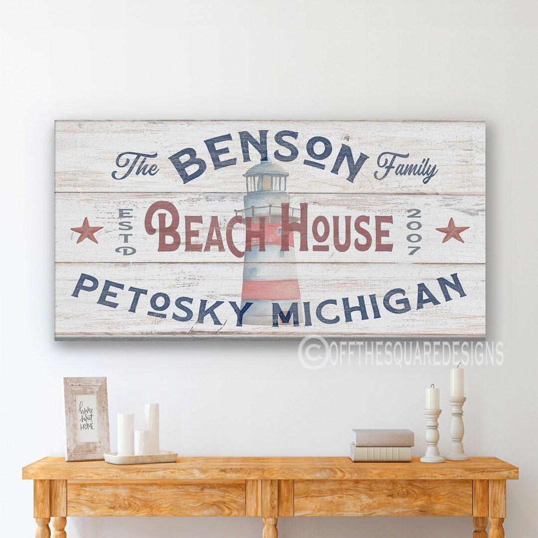 Beach House Family Name Sign, Personalized Beach House Decor ...