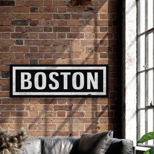 Boston Sign Wall Hanging | Clean & Vintage Distressed Metal Look ...