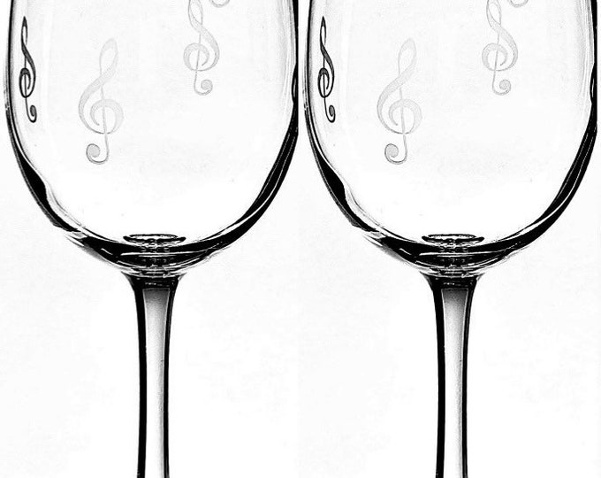 Treble Clef Etched Wine Glass, Treble Clef Gifts, Gift for Music Lover ...