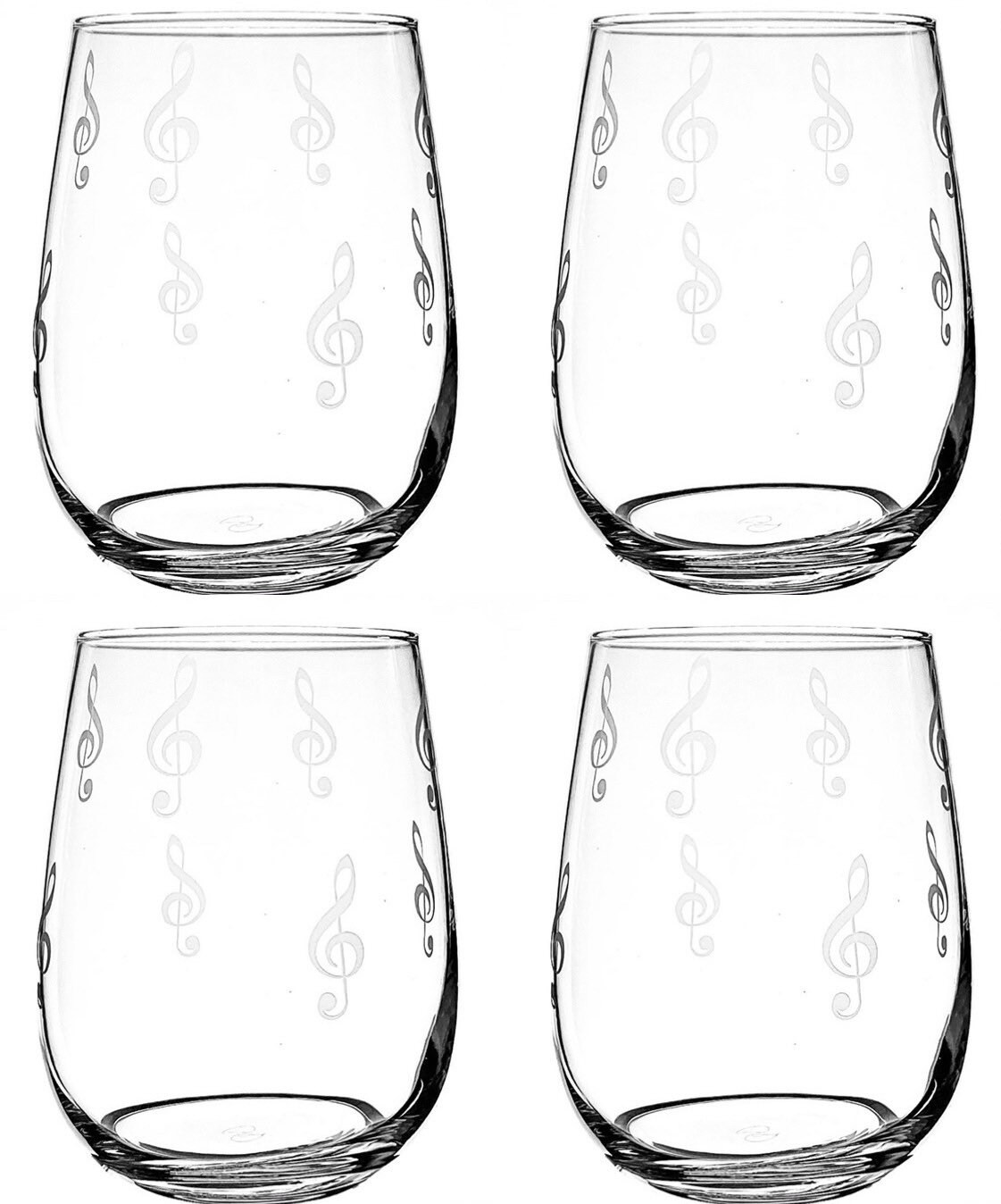 Treble Clef Stemless Wine Glasses Etched Stemless Wine Glass - Etsy UK