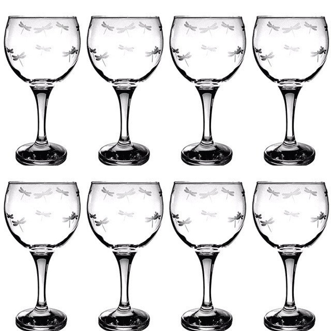 Dragonfly Gin Glass//"little Dragonflies"//hand Etched//dragonfly Gift ...