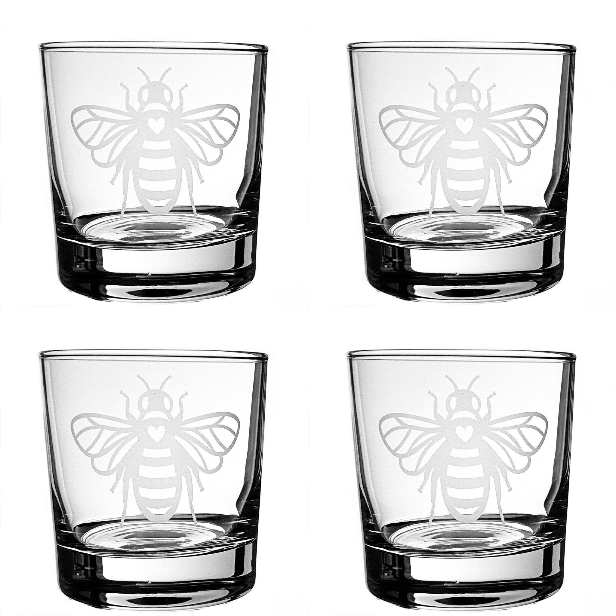 Big Bee Whiskey Glass, Bee Tumbler Glass, Bee Glassware, Bee Gift, Bee ...