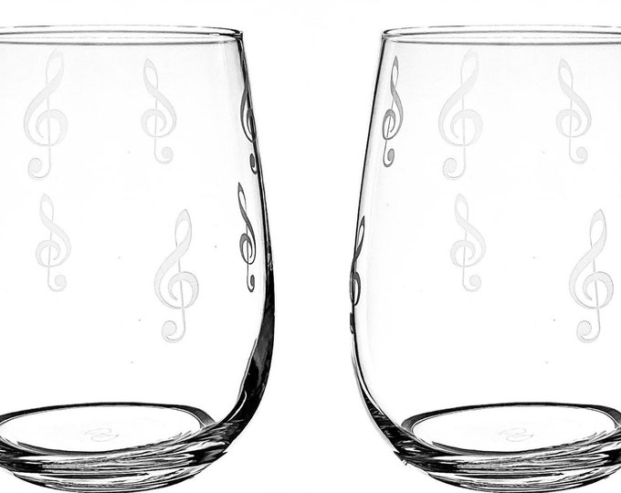 Treble Clef Etched Wine Glass, Treble Clef Gifts, Gift for Music Lover ...