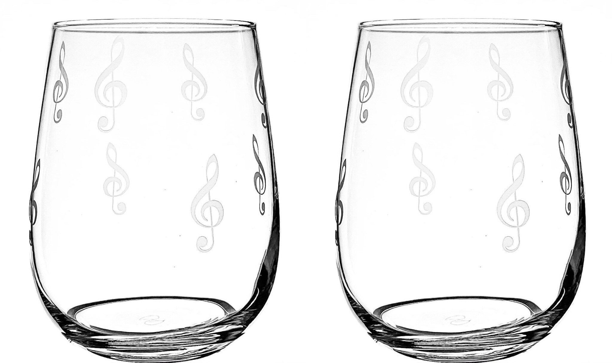 Treble Clef Stemless Wine Glasses Etched Stemless Wine Glass - Etsy UK