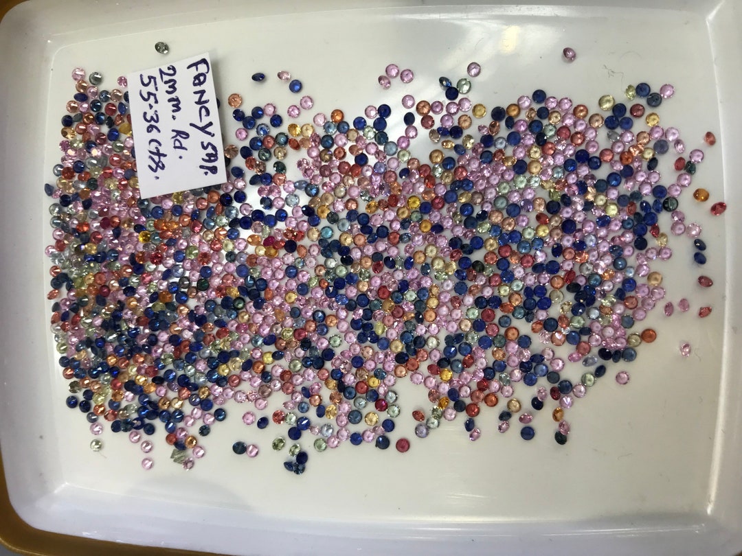 2mm Multi Color Sapphires Rainbow Sapphires Diamond Cut 40 Stones Packs ...