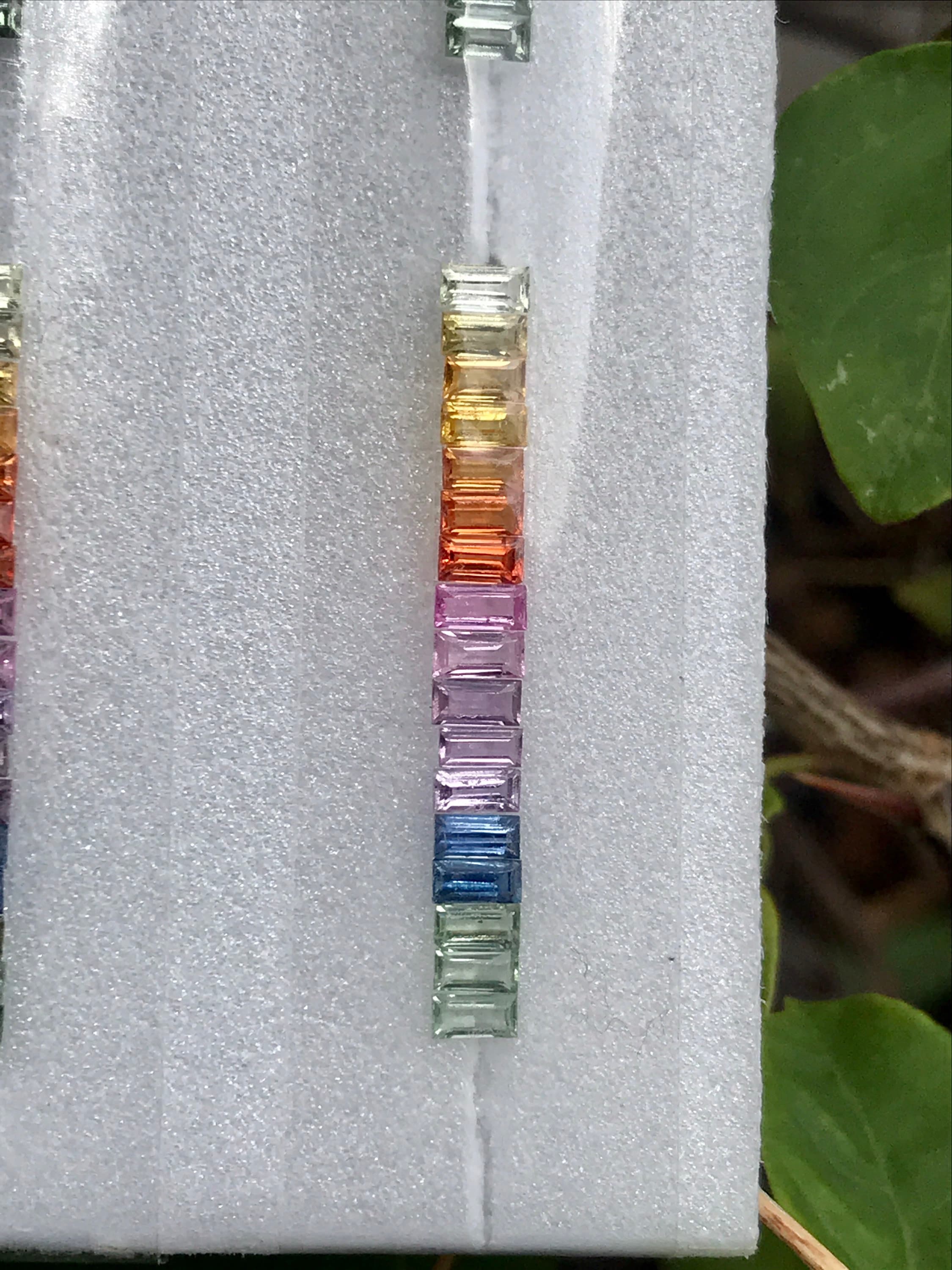 4x2mm Sapphires Rainbow Color Baguettes Very Good Quality Eternity Ring ...