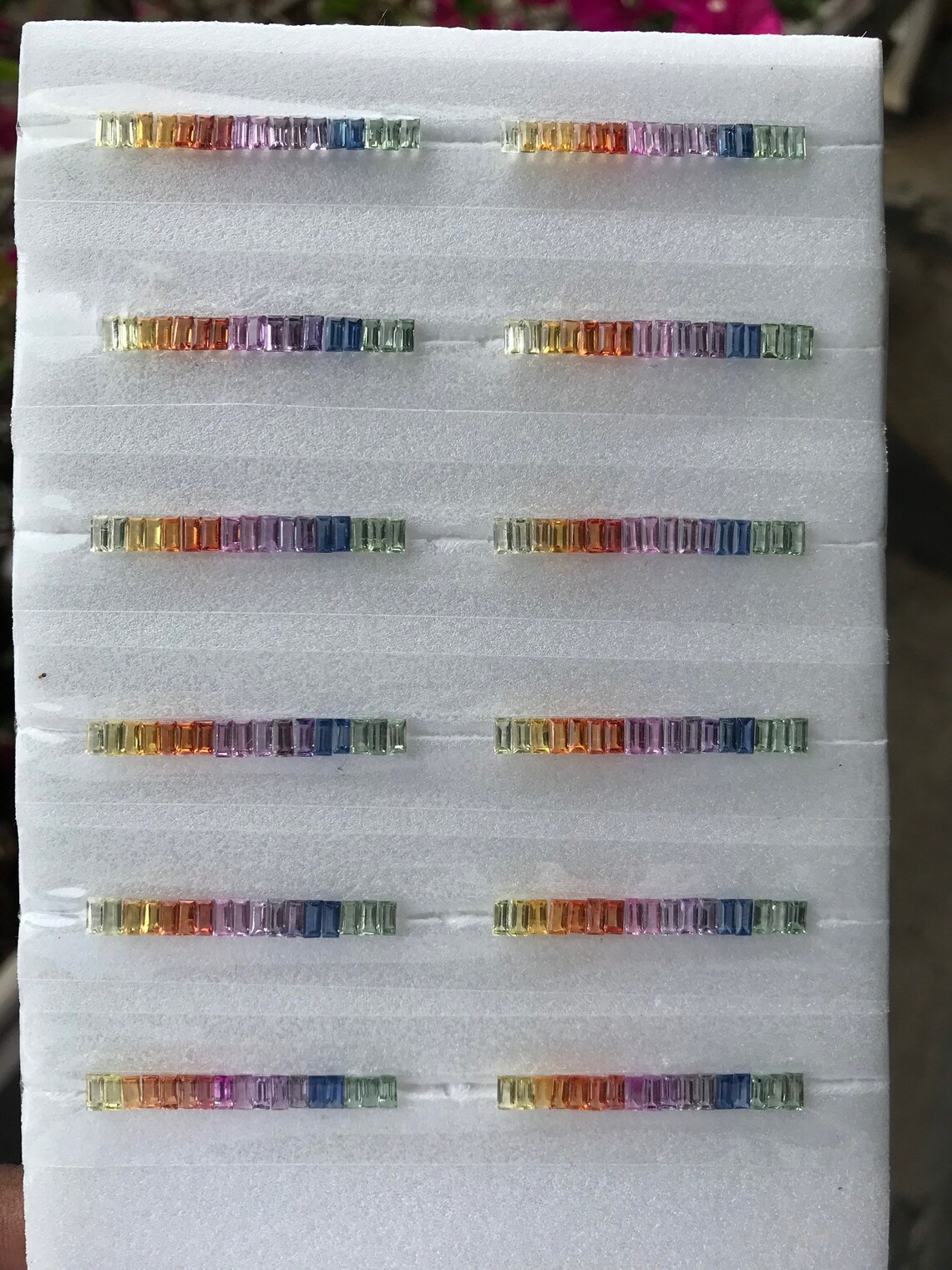4x2mm Sapphires Rainbow Color Baguettes Very Good Quality Eternity Ring ...