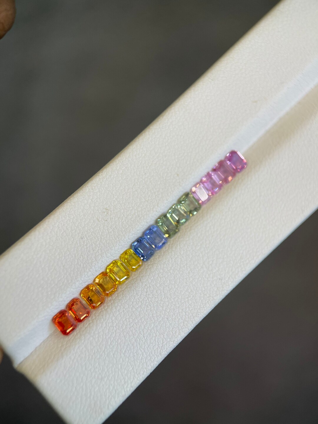 4x3mm Emerald Cut Rainbow Ruby Sapphires Eternity Ring Sets - Etsy
