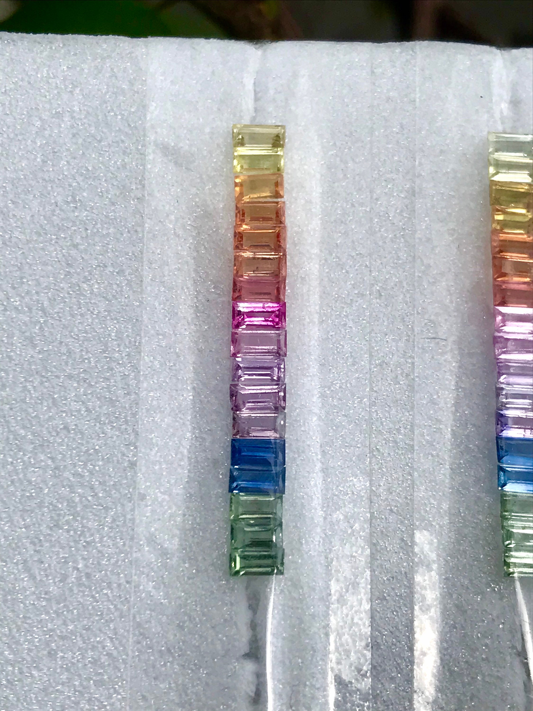 4x2mm Sapphires Rainbow Color Baguettes Very Good Quality Eternity Ring ...