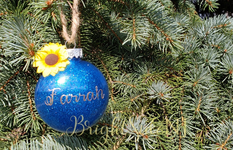 Sunflower Ornament Merry Christmas Sunshine Personalized | Etsy