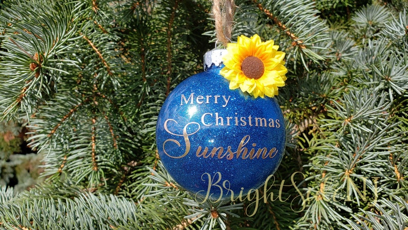 Sunflower Ornament Merry Christmas Sunshine Personalized | Etsy
