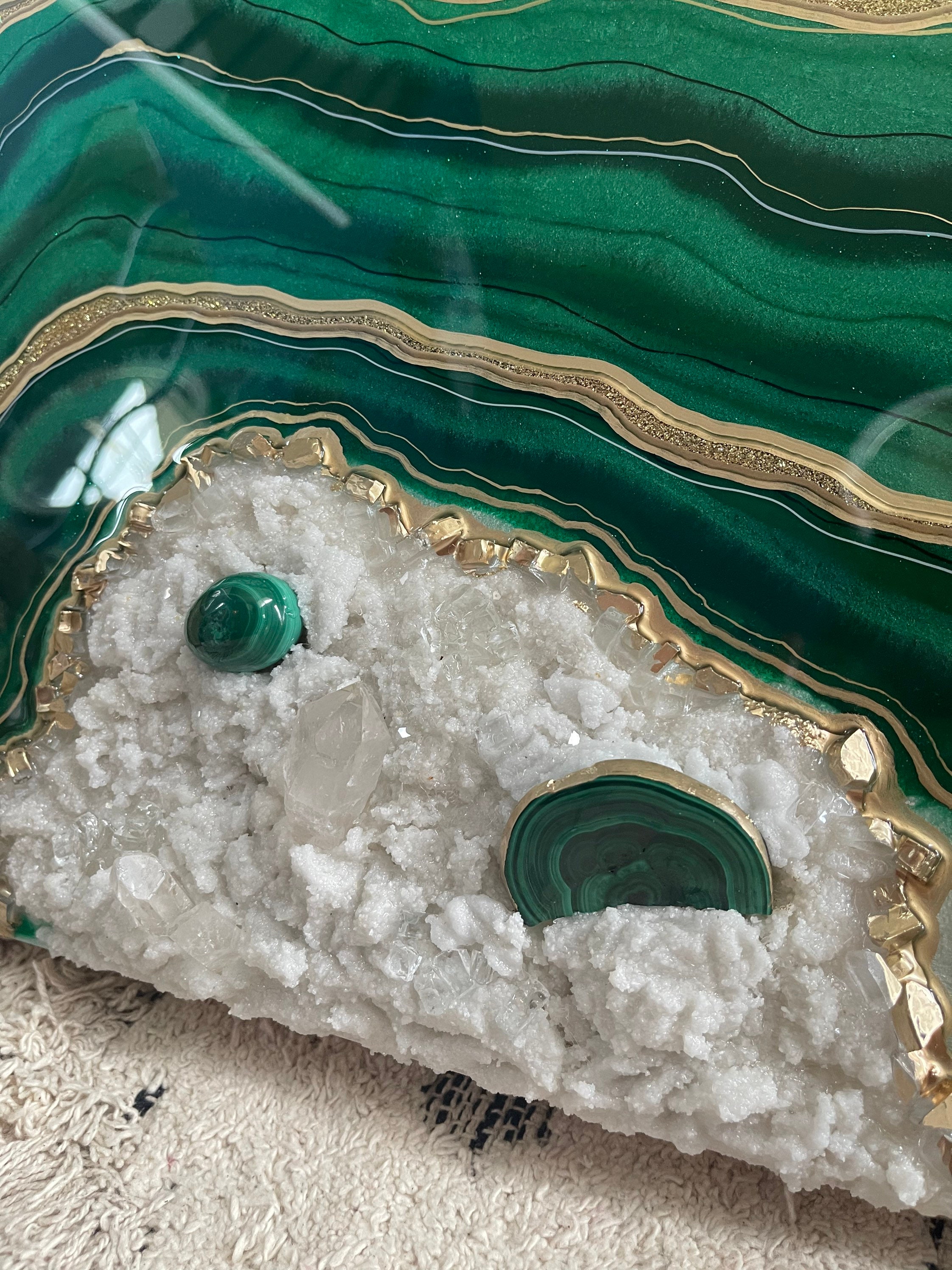 Malachite Inspired Wall Art, Resin Art, Crystals, Quartz, Quartz Art ...
