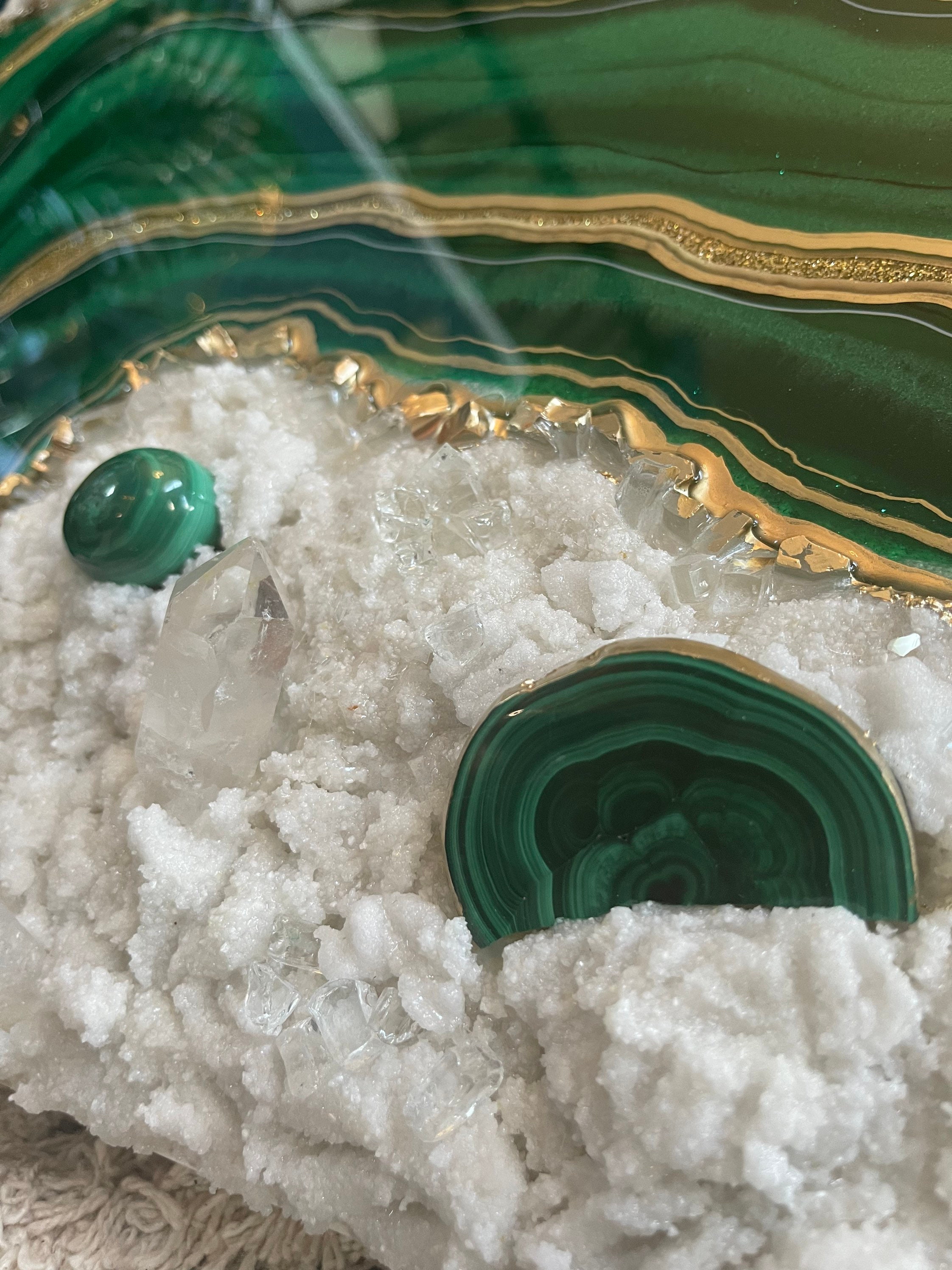 Malachite Inspired Wall Art, Resin Art, Crystals, Quartz, Quartz Art ...