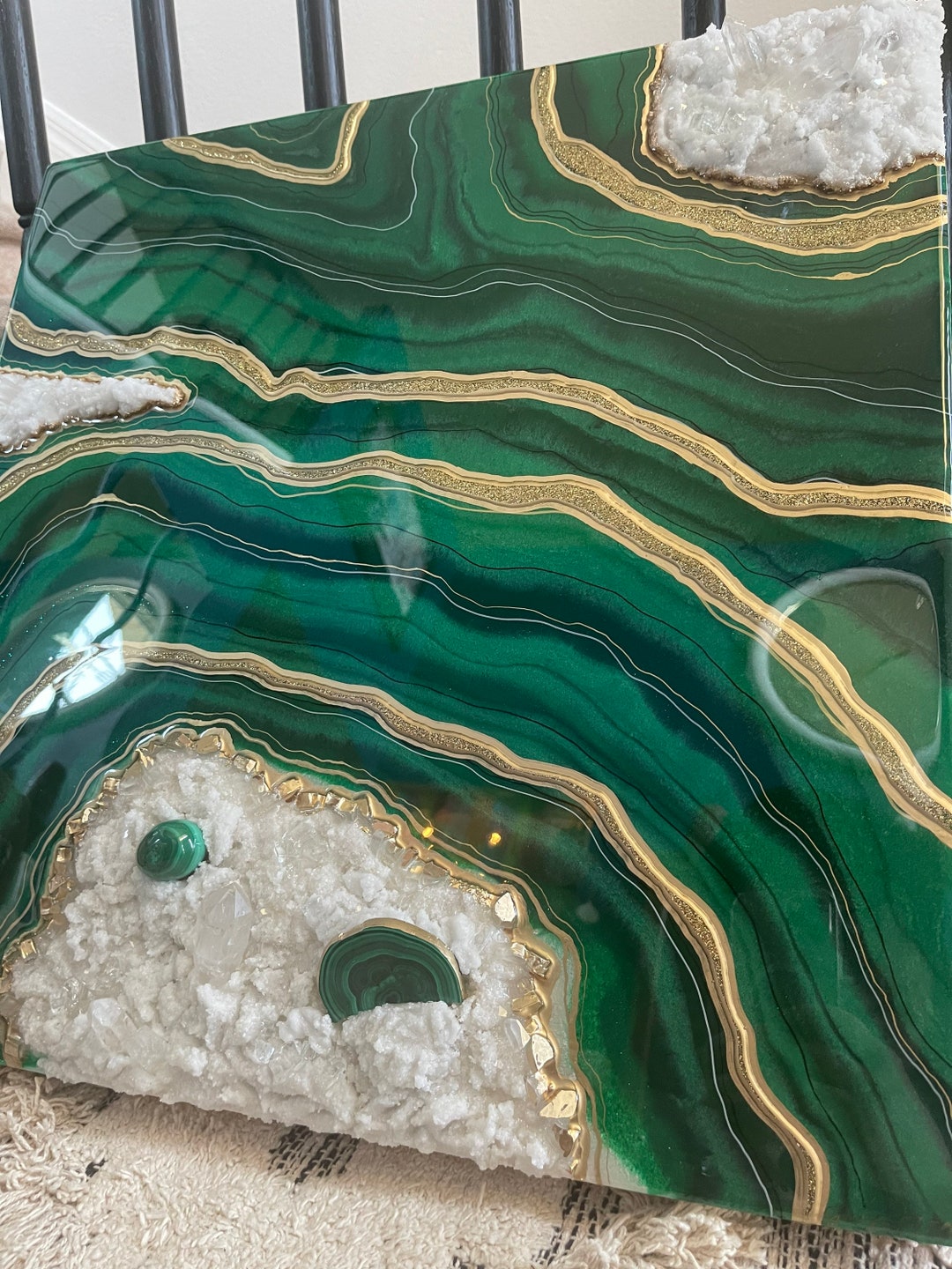 Malachite Inspired Wall Art, Resin Art, Crystals, Quartz, Quartz Art ...
