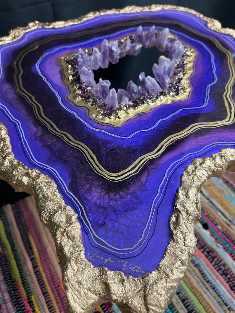 Amethyst Inspired Geode Table, Side Table, Custom, Unique, Amethyst ...