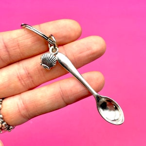 Spoon Keychain | Cute & Quirky, Mini Spoon Keychain, Silver, Shell ...