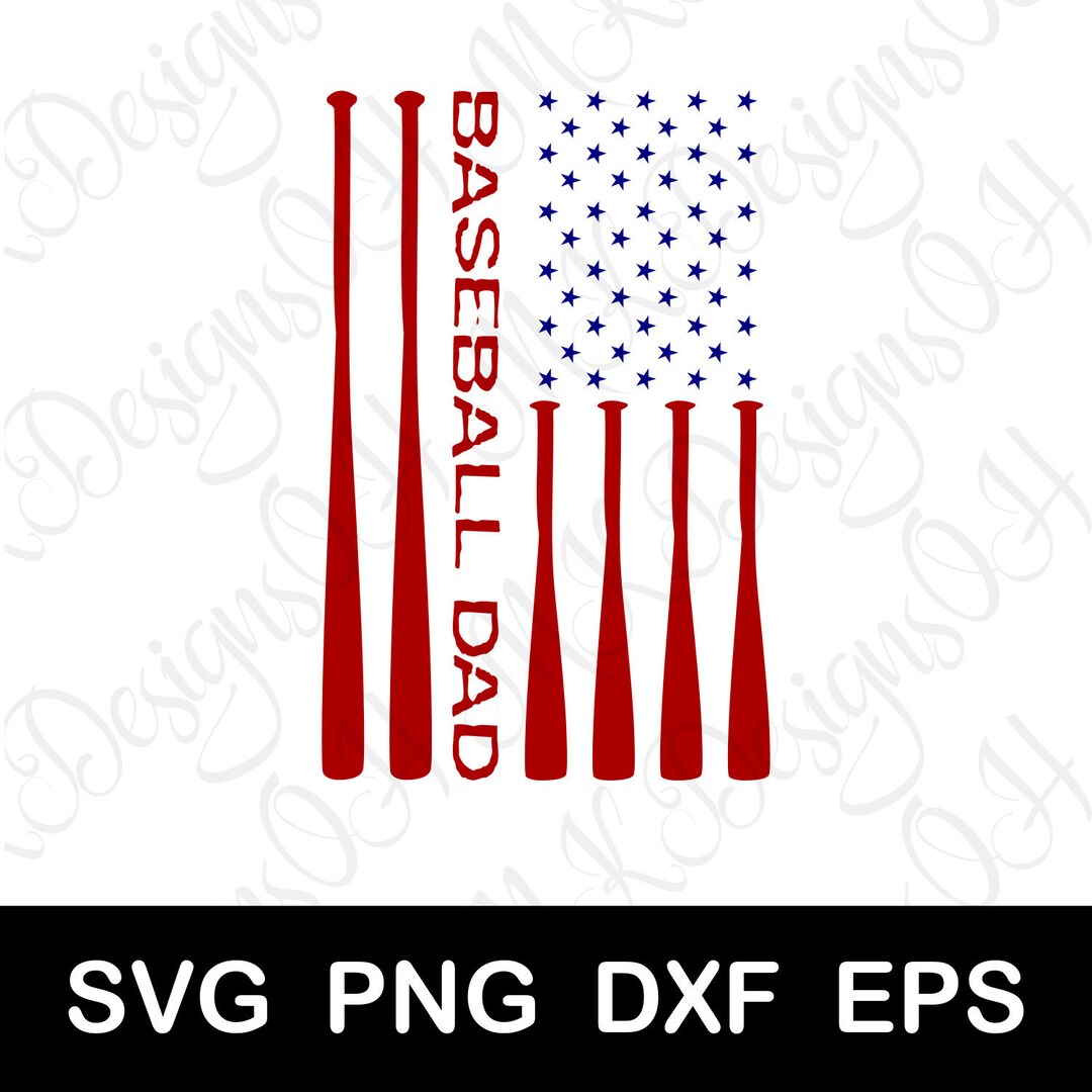 Baseball Dad US Flag SVG, Digital Download, American Patriotic Cut File ...
