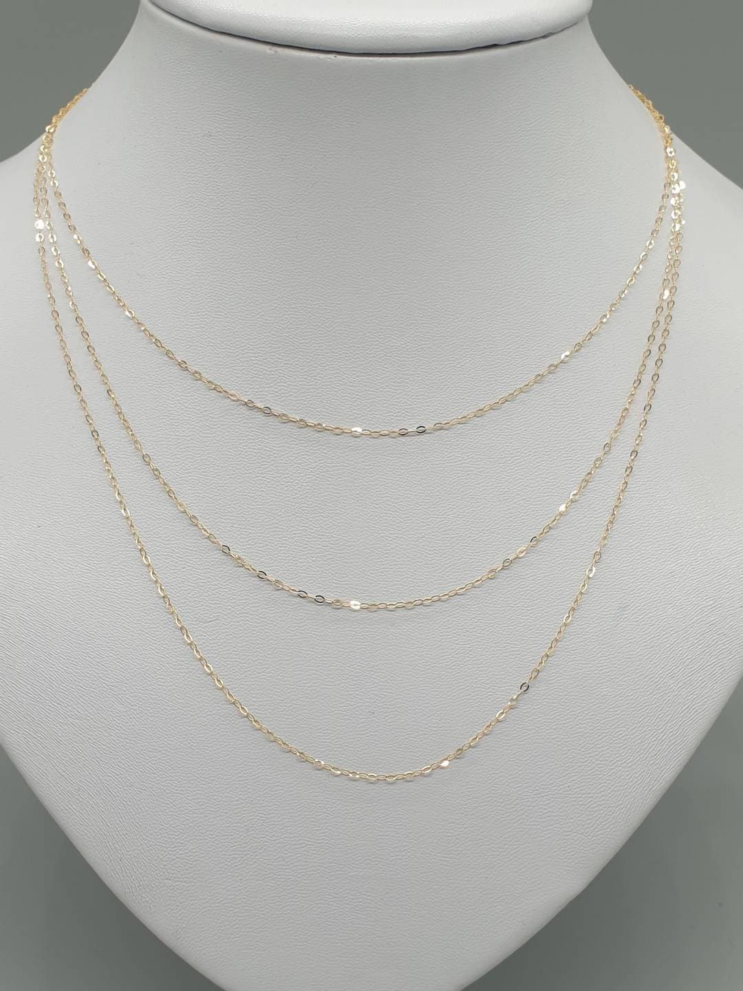 Sparkly 9ct Yellow Gold Trace Chain 14" 16" 18" 20" Fine Delicate High ...