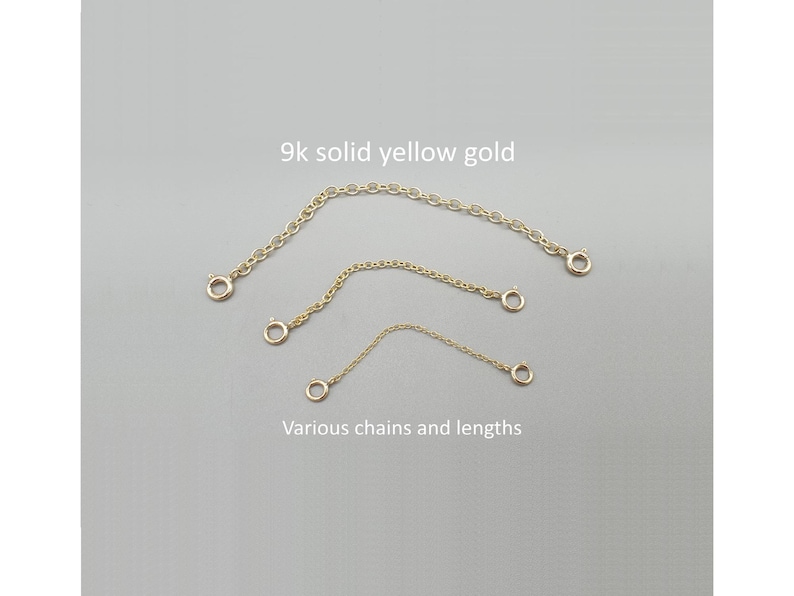 9ct Yellow Gold Two Clasp Safety Chain Extender, Light Heavy 0.5" to 4 ...
