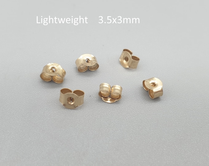 9ct 9k Yellow Gold Lightweight Fine Scrolls Butterfly Earring Backs, 375 Solid Gold Earring ...