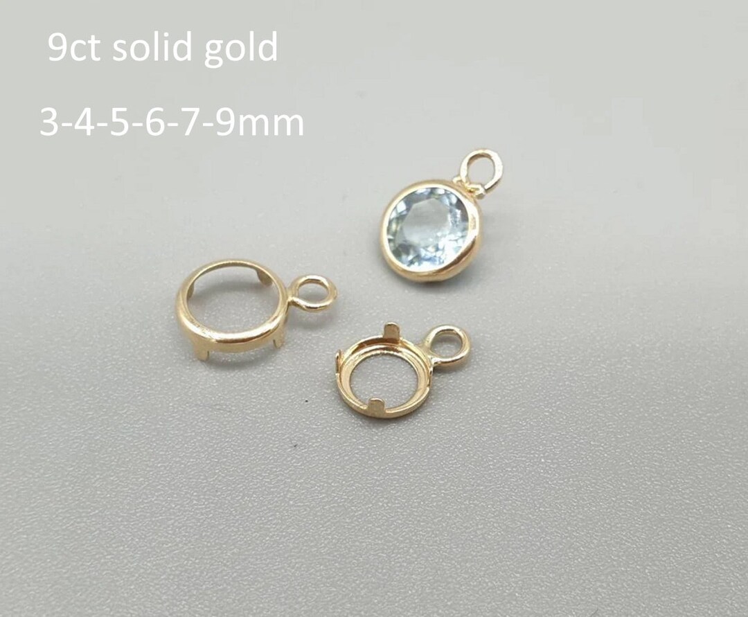 9ct Yellow Gold Pendant Bezel Cup Setting, 9K Round Oval 3mm 4mm 5mm ...