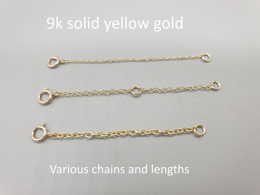 9ct 9K Solid Yellow Gold Chain Extender, 1234 Extendable, Bolt Ring ...