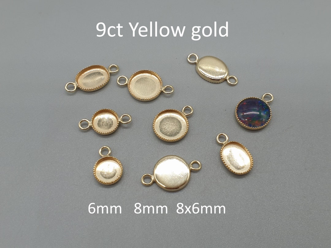 9ct Yellow Gold Milled Edge Bezel Cup Setting, 9K Solid Gold Round Oval ...